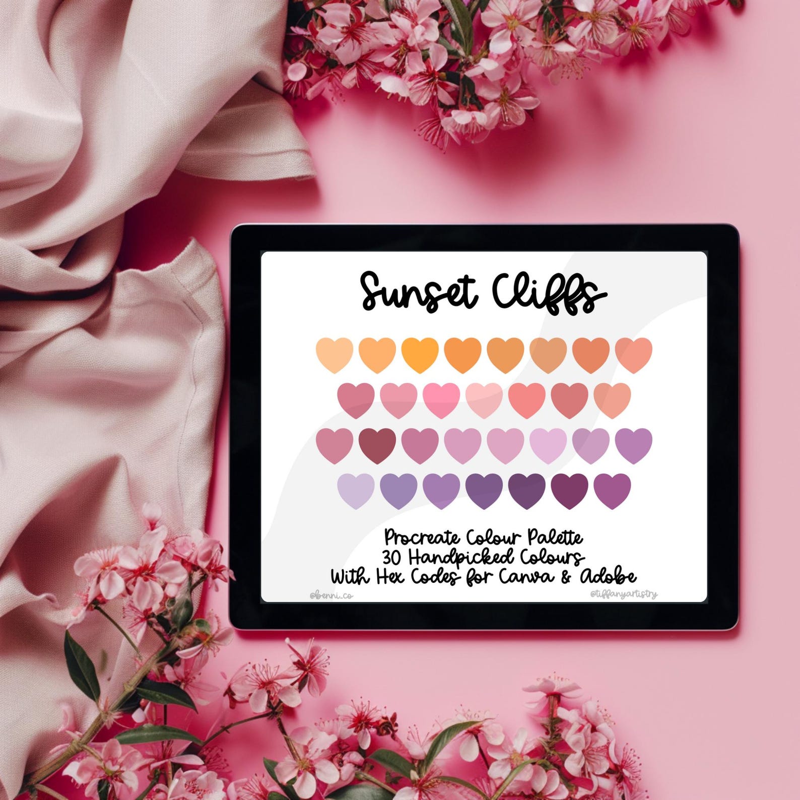 Sunset Cliffs Procreate Colour Palette: 30 Handpicked Bold Swatches ...