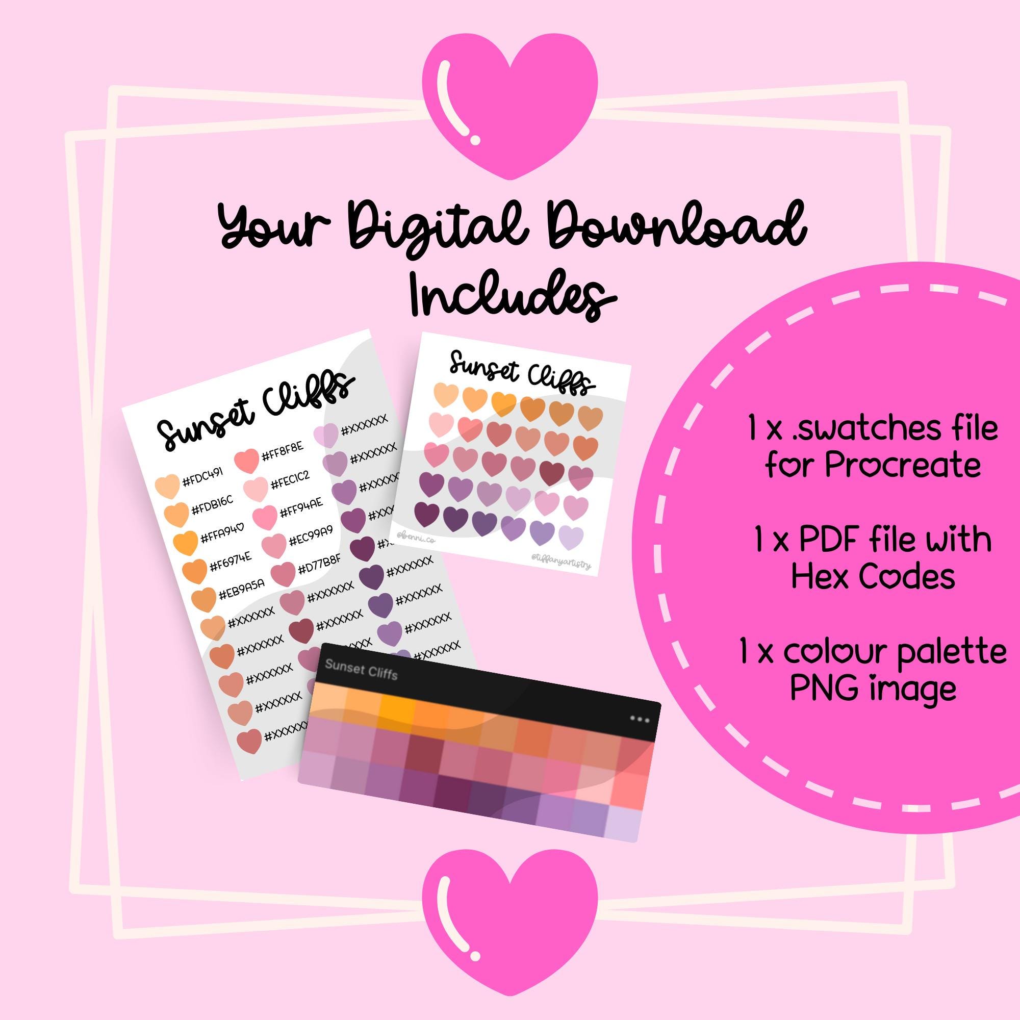 Sunset Cliffs Procreate Colour Palette: 30 Handpicked Bold Swatches ...