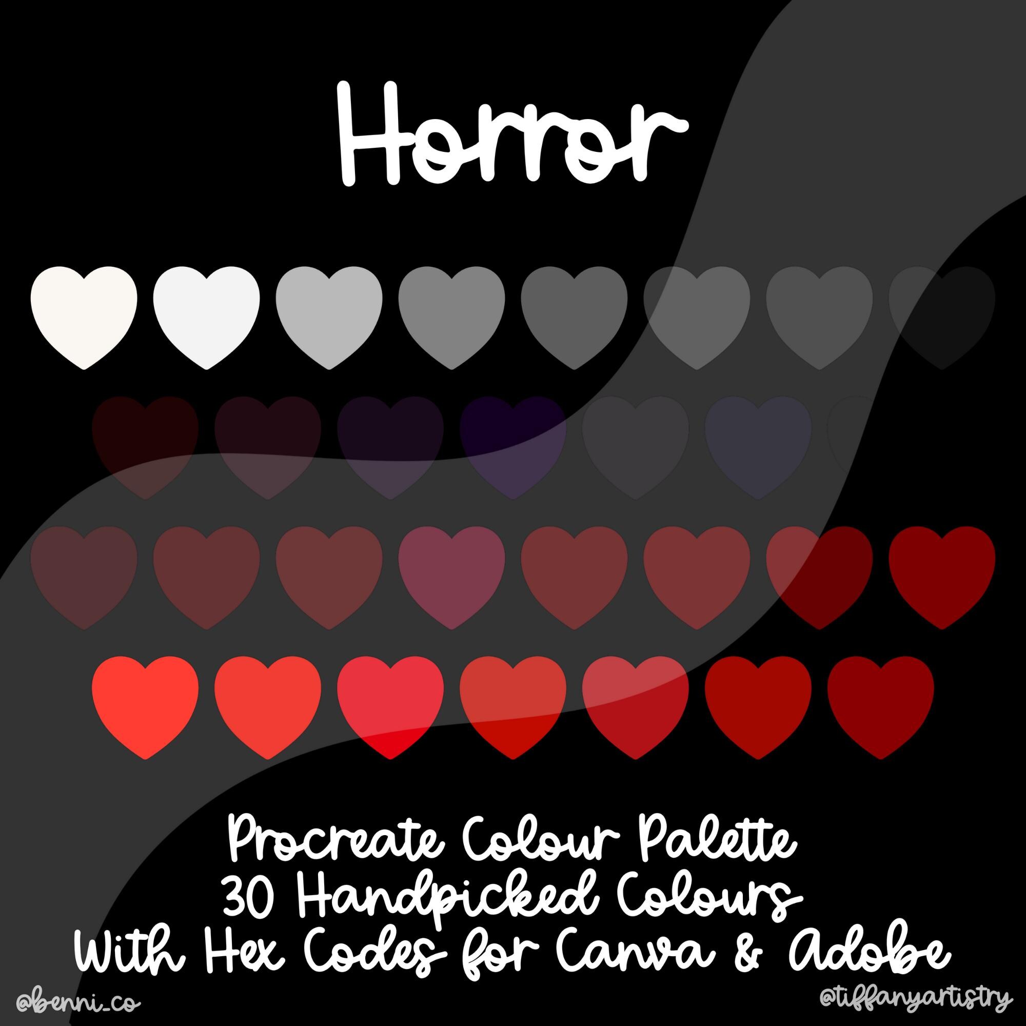 Horror Procreate Colour Palette - 30 Handpicked Halloween Colours With ...