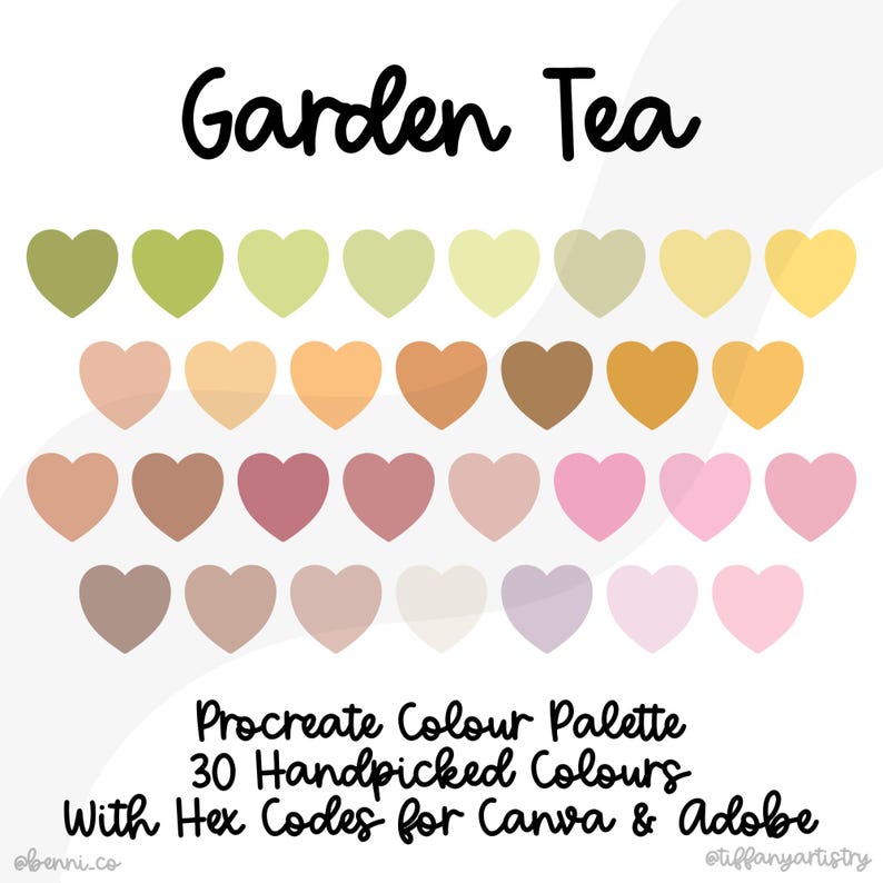 Garden Tea Procreate Colour Palette: 30 Handpicked Floral Swatches With ...