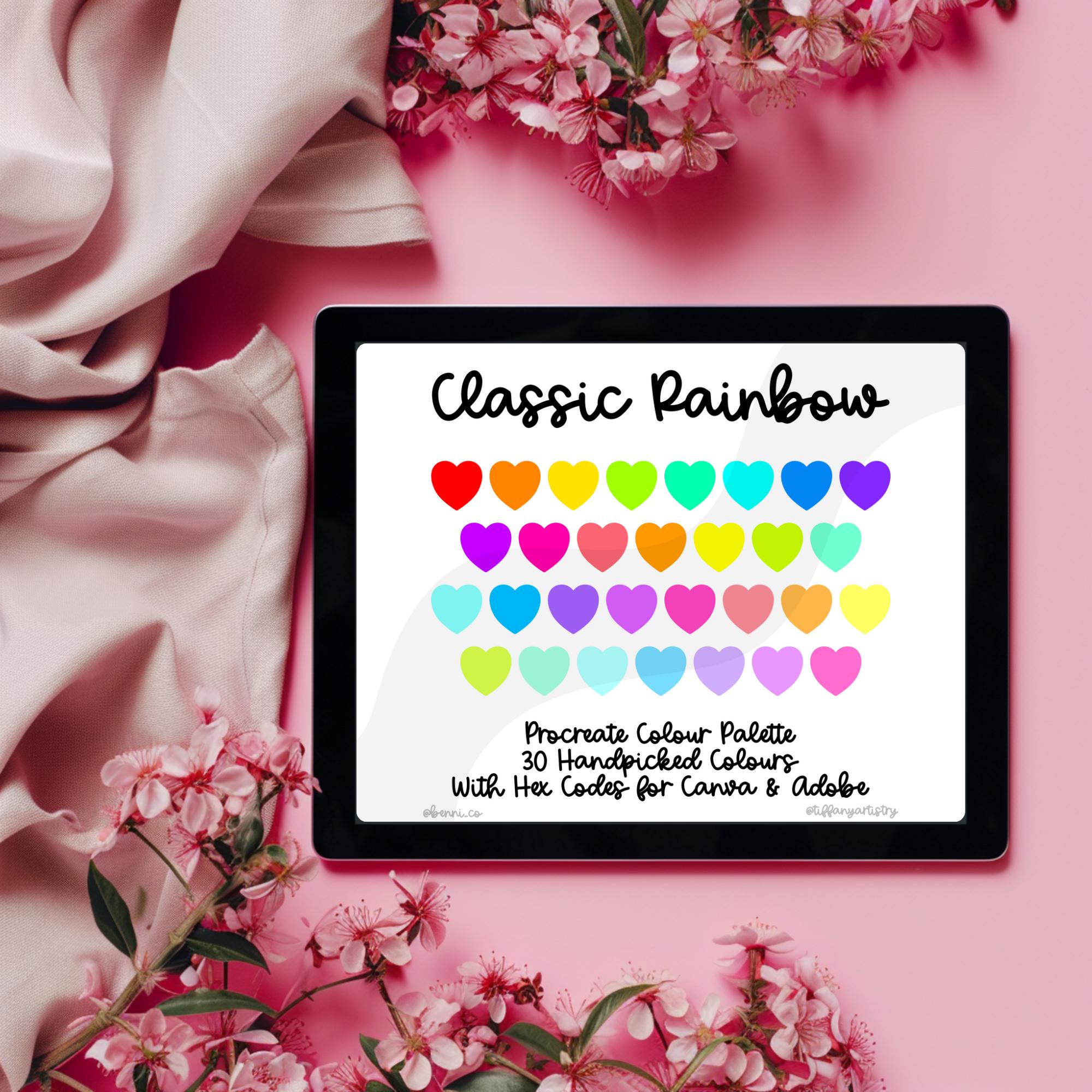 Classic Rainbow Procreate Color Palette - 30 Handpicked Colors With Hex ...