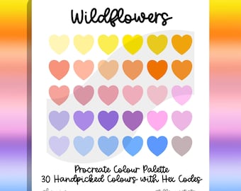 Fresh Flowers Procreate Palette, 30 HEX Color Codes, Instant Digital ...