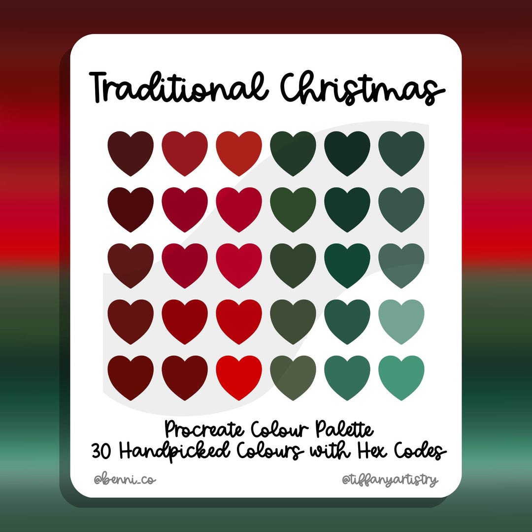 Traditional Christmas Procreate Colour Palette - 30 Handpicked ...