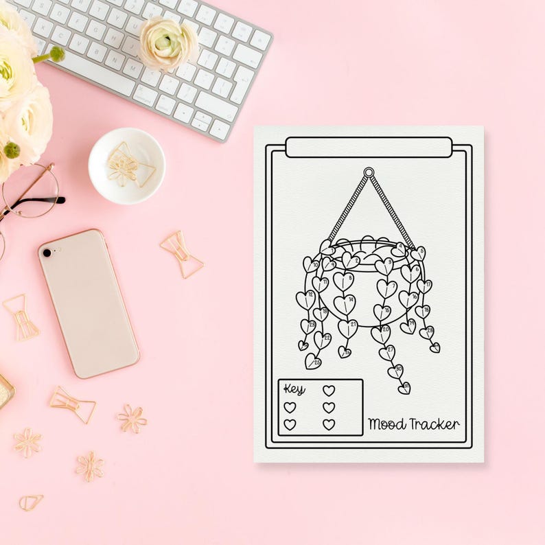 Plant Mood Tracker Printable: A4 & A5 Hand-drawn Journal Planner Page ...