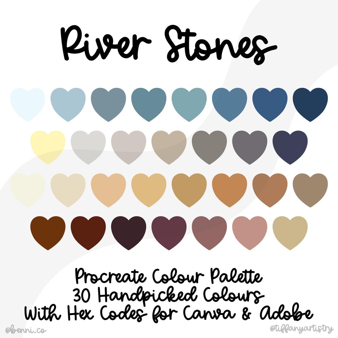 River Stones Procreate Colour Palette: 30 Handpicked Earthy Swatches ...