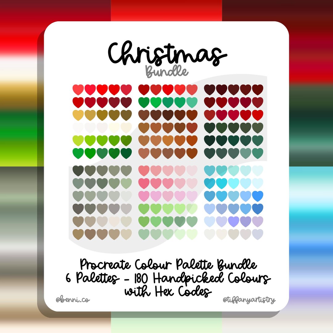 Christmas Procreate Colour Palette Bundle: 6 Festive Palettes - 180 ...