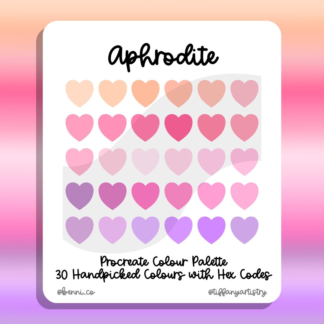 Aphrodite Procreate Colour Palette - 30 Handpicked Valentine's Colour ...