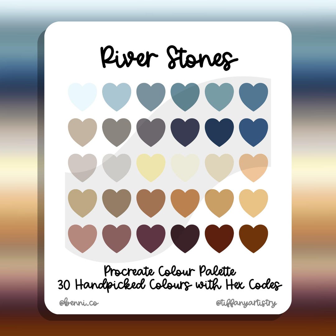River Stones Procreate Colour Palette: 30 Handpicked Earthy Swatches ...