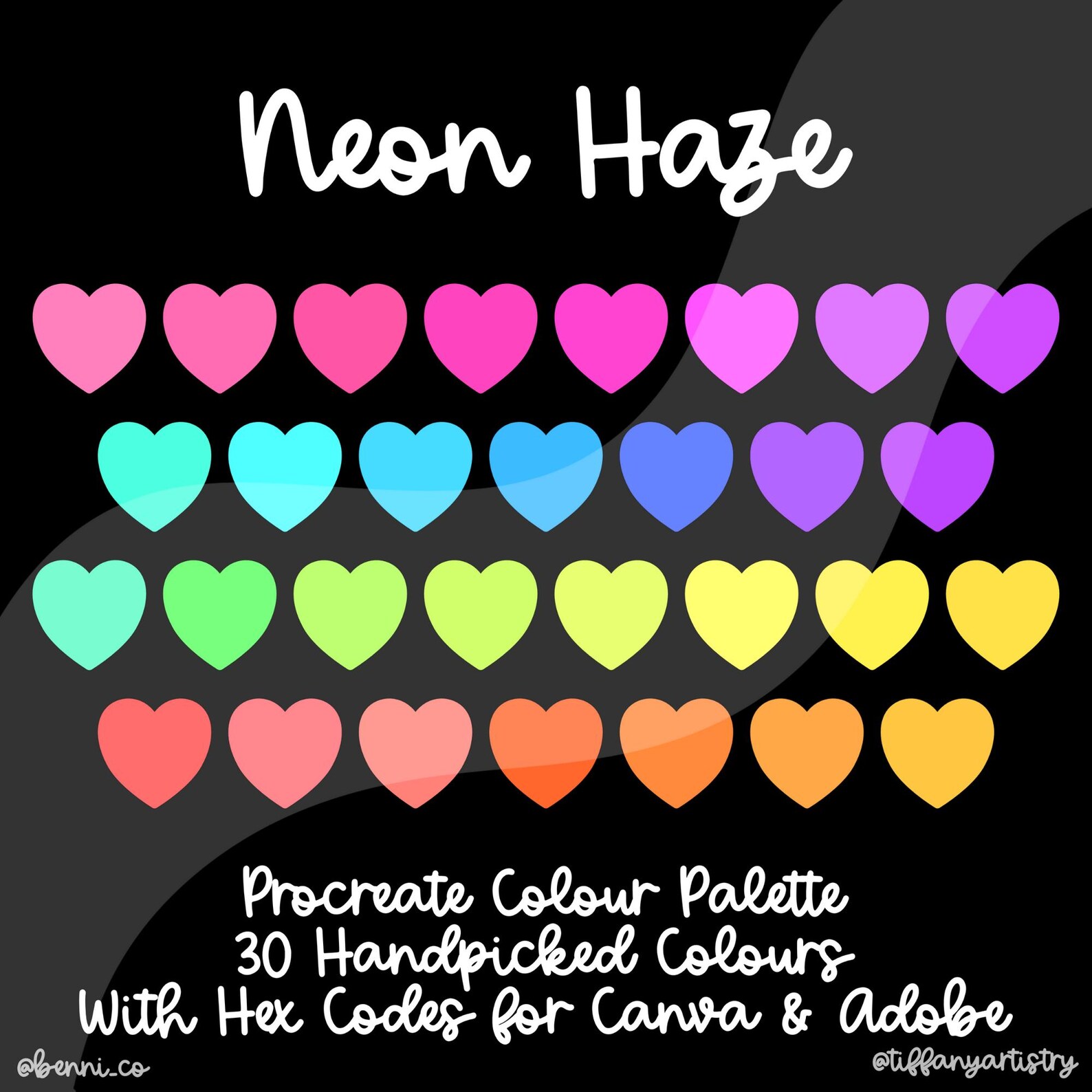 Neon Haze Procreate Colour Palette: 30 Handpicked Rainbow Swatchess ...