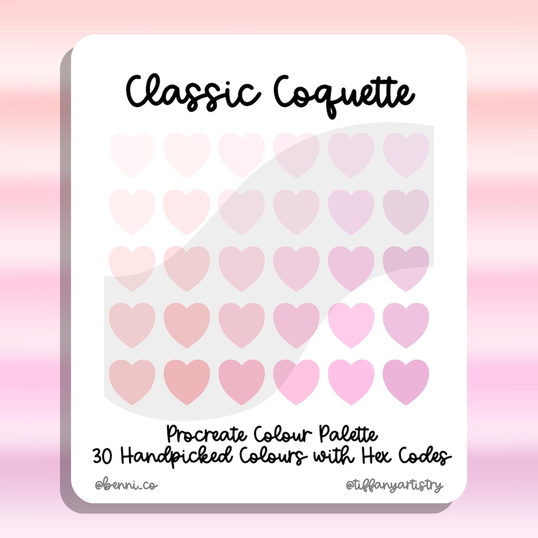 Classic Coquette Procreate Colour Palette: 30 Handpicked Feminine ...