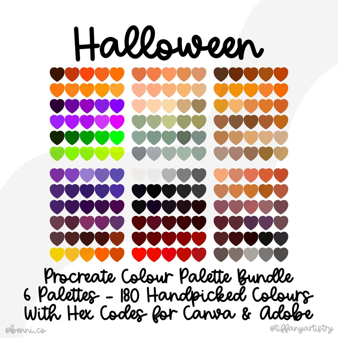 Halloween Procreate Colour Palette Bundle 6 Handpicked Procreate ...
