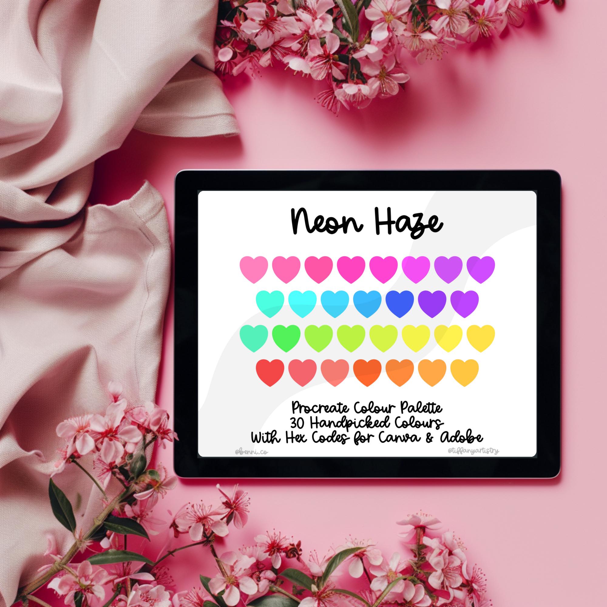 Neon Haze Procreate Colour Palette: 30 Handpicked Rainbow Swatchess ...