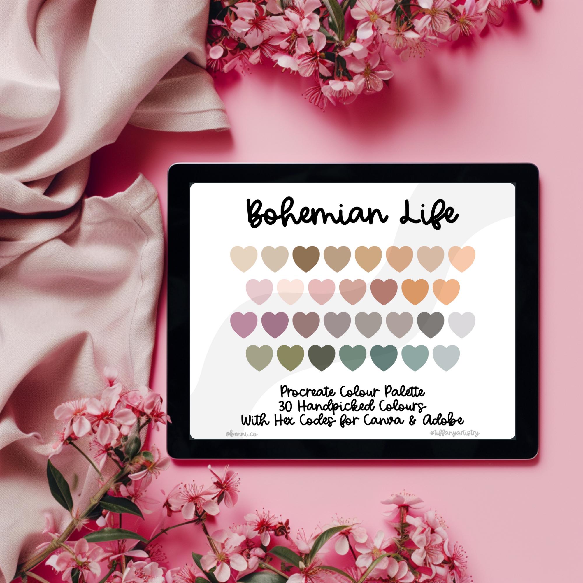 Bohemian Life Procreate Colour Palette - 30 Handpicked Colours With Hex Codes - Instant Digital ...