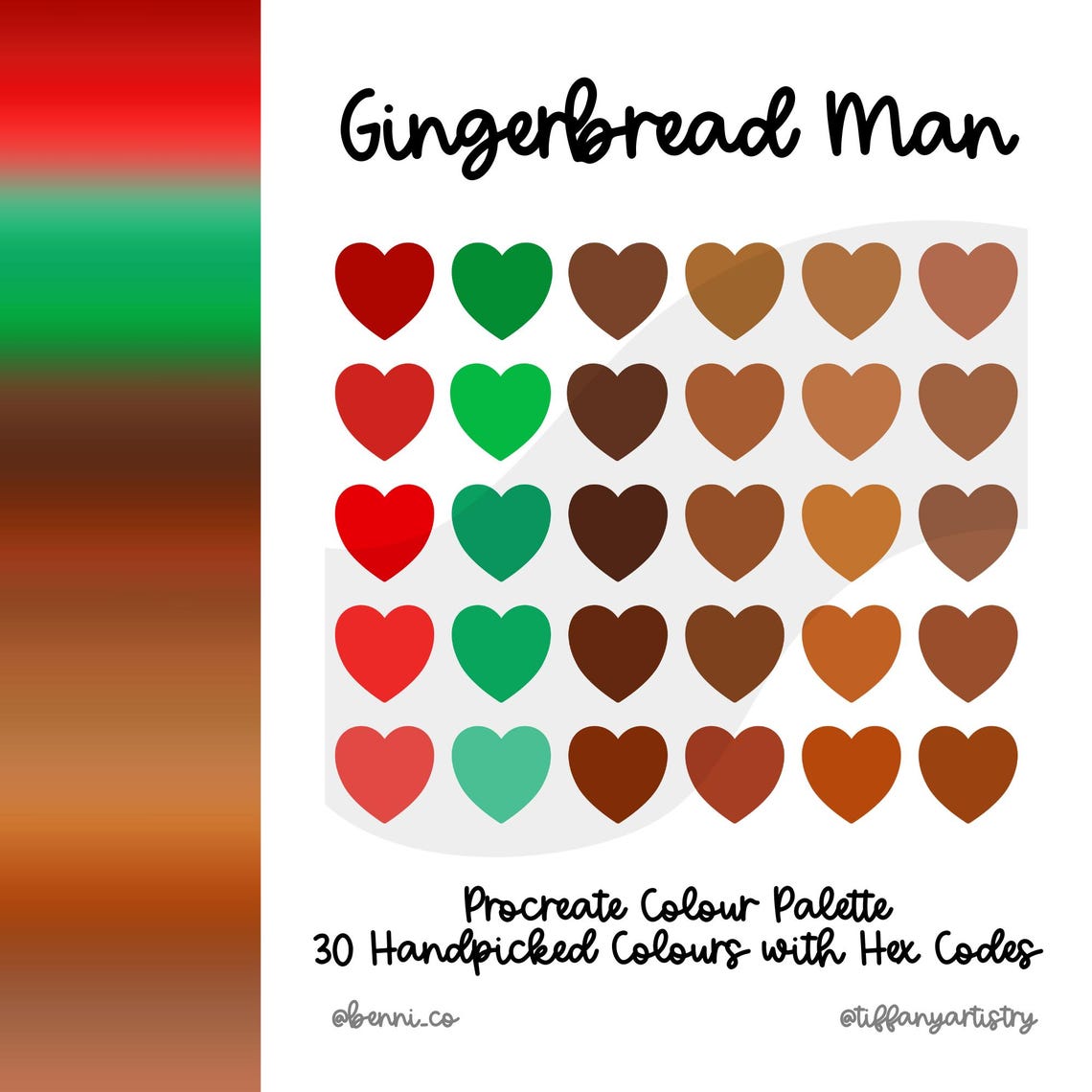 Gingerbread Man Procreate Colour Palette: 30 Handpicked Christmas ...