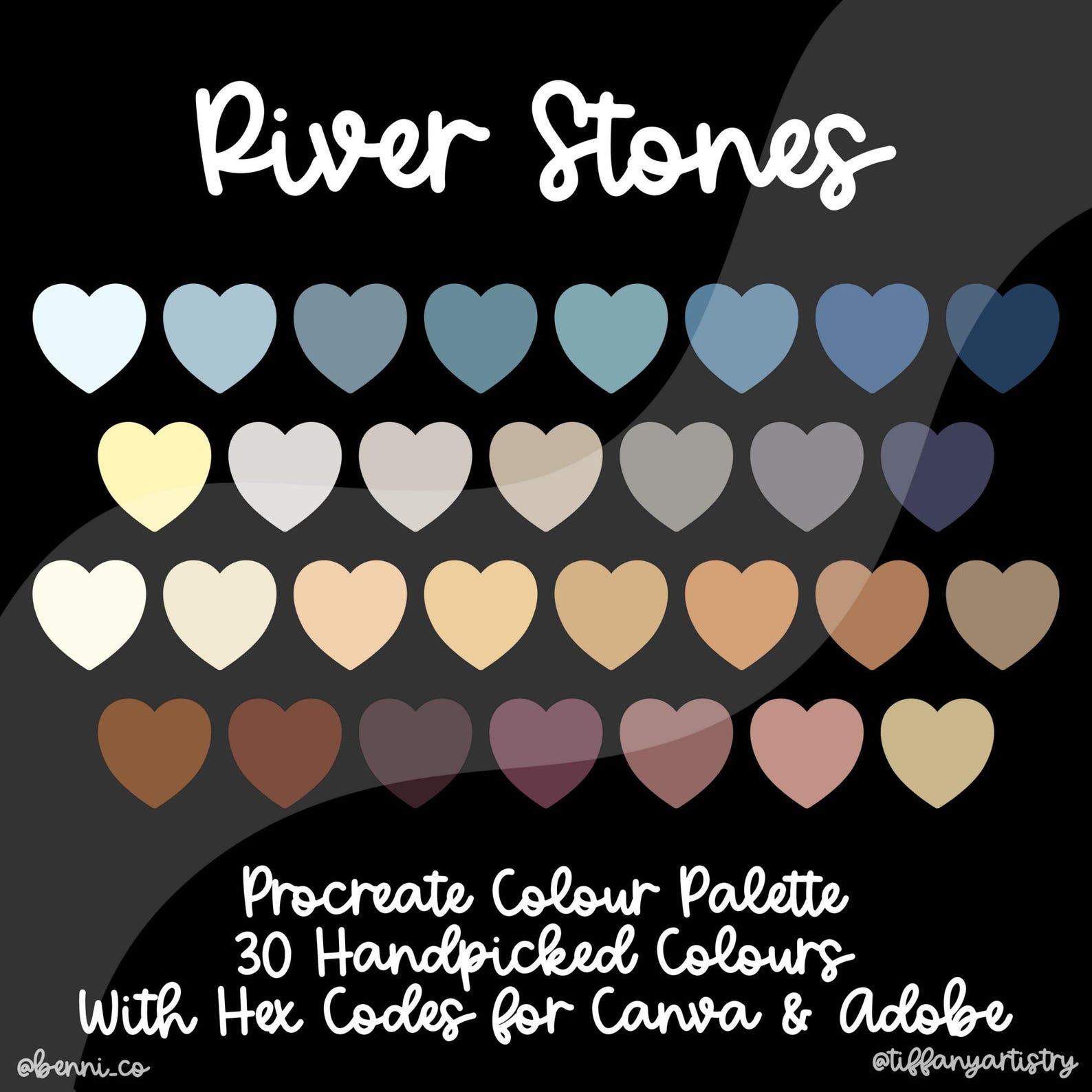 River Stones Procreate Colour Palette: 30 Handpicked Earthy Swatches ...