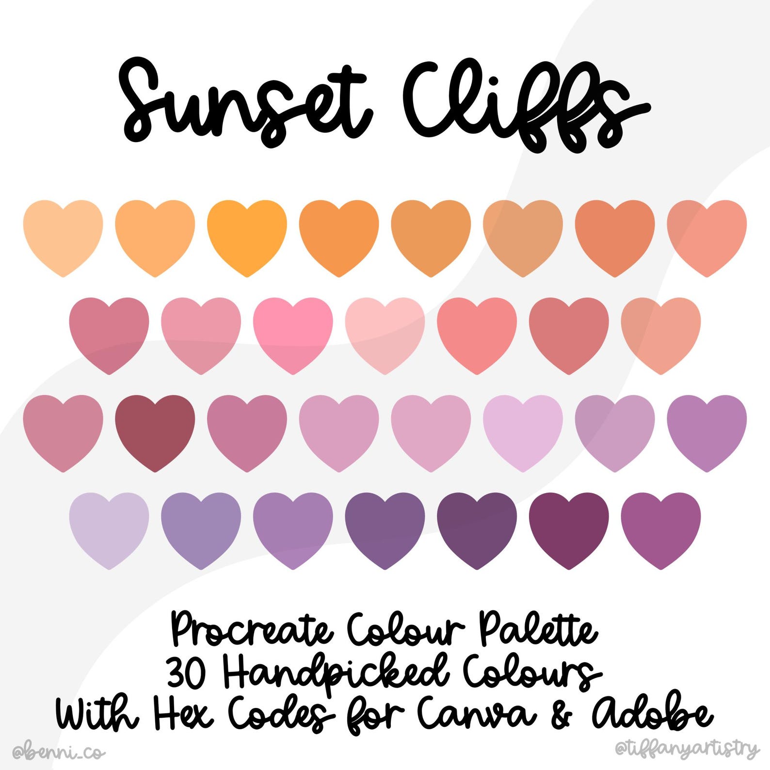 Sunset Cliffs Procreate Colour Palette: 30 Handpicked Bold Swatches ...