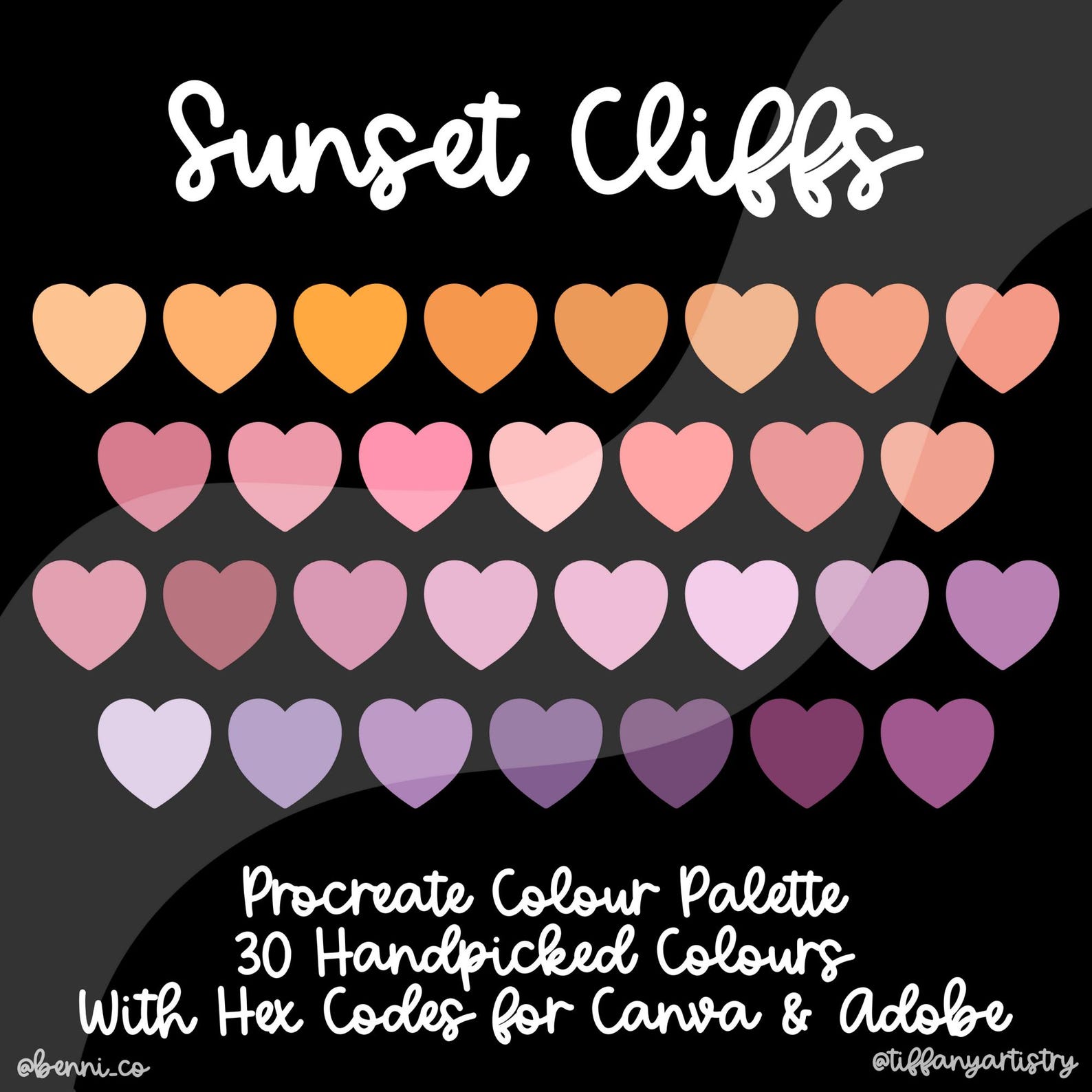 Sunset Cliffs Procreate Colour Palette - 30 Handpicked Colour Swatches ...