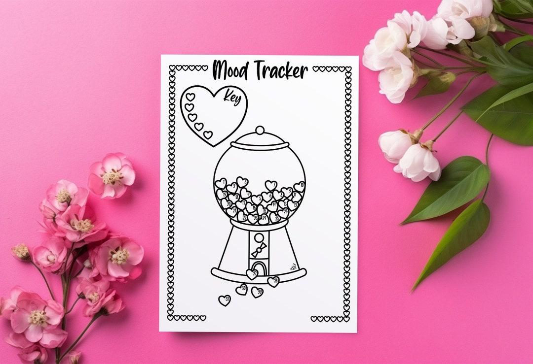 Cute Bubblegum Candy Machine Printable Mood Tracker A4 & A5 Digital ...