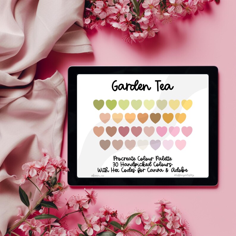 Garden Tea Procreate Colour Palette: 30 Handpicked Floral Swatches With ...