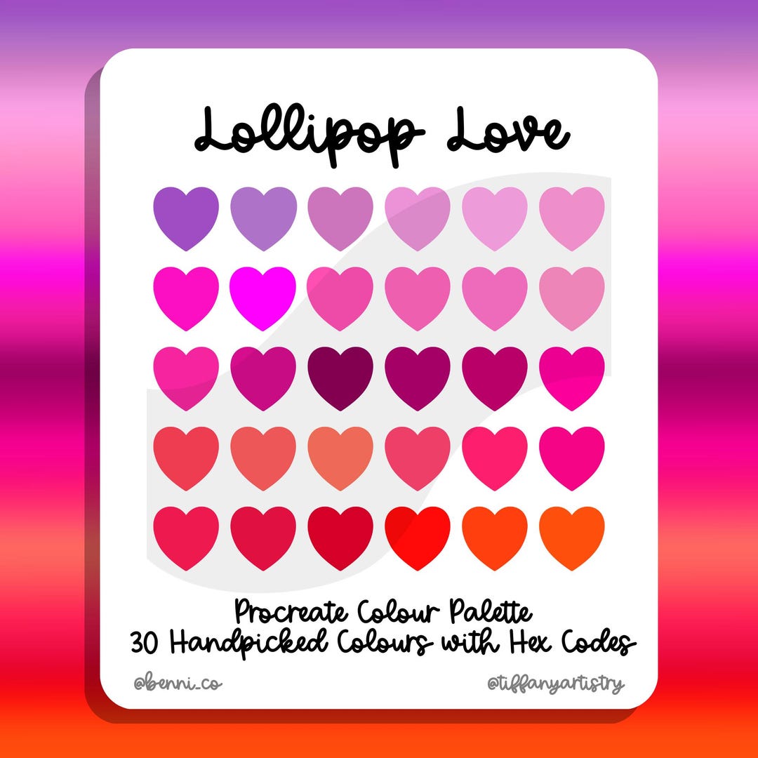 Lollipop Love Procreate Colour Palette: 30 Handpicked Valentine's ...