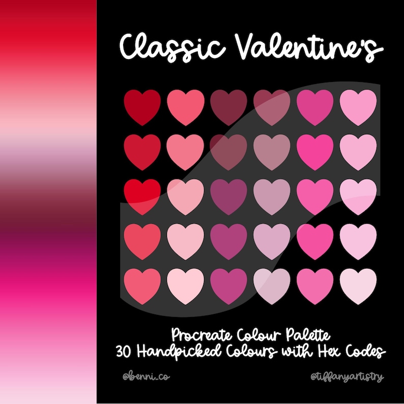 Classic Valentine's Procreate Colour Palette: 30 Handpicked Valentine's ...