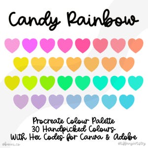 Candy Rainbow Procreate Colour Palette: 30 Handpicked Vibrant Colours ...