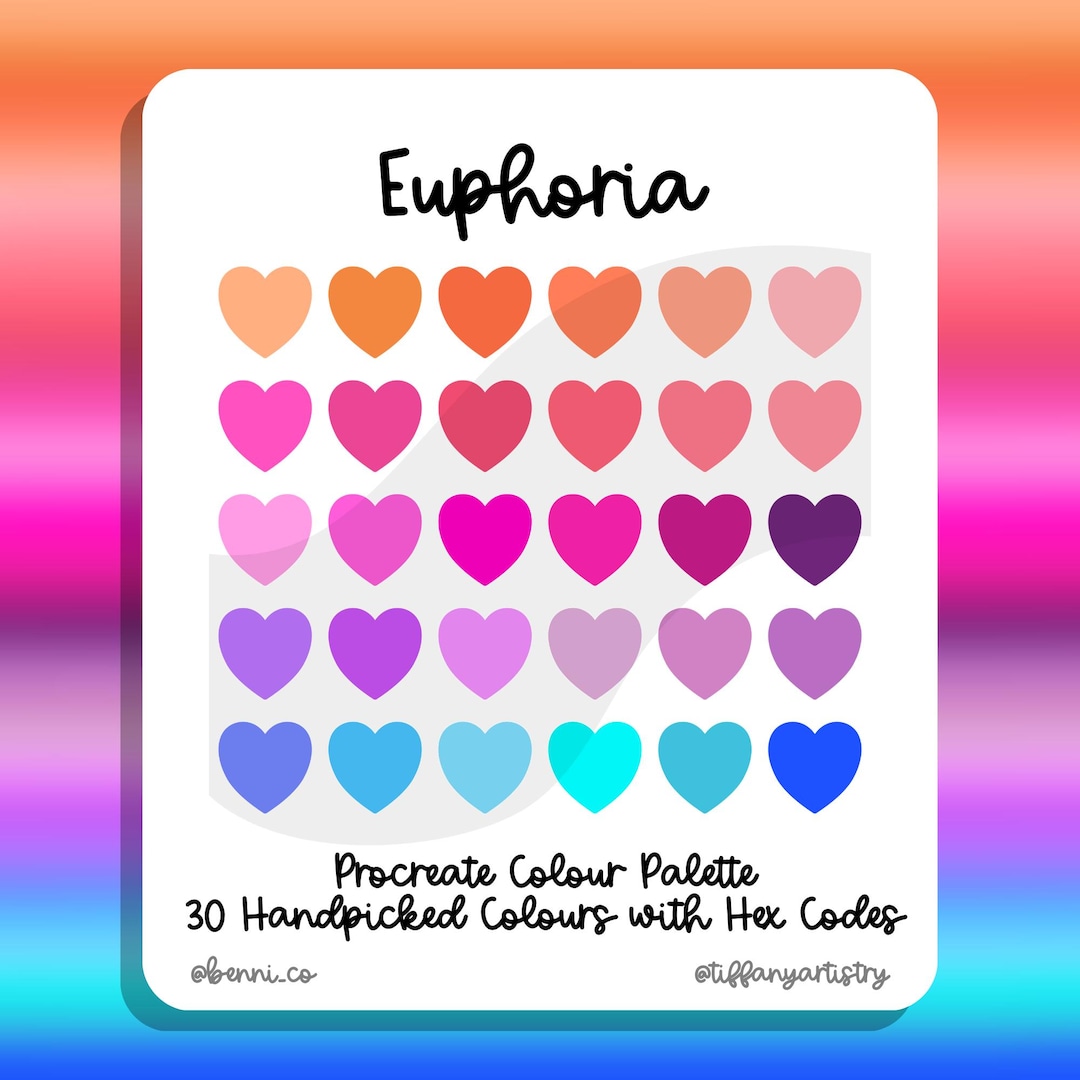 Euphoria Procreate Colour Palette - 30 Handpicked Colours With Hex ...