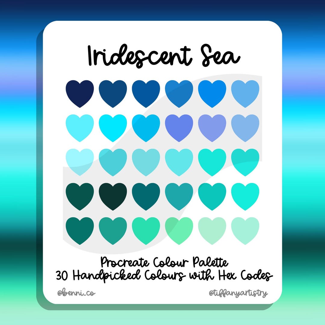 Iridescent Sea Procreate Colour Palette - 30 Handpicked Colours With ...