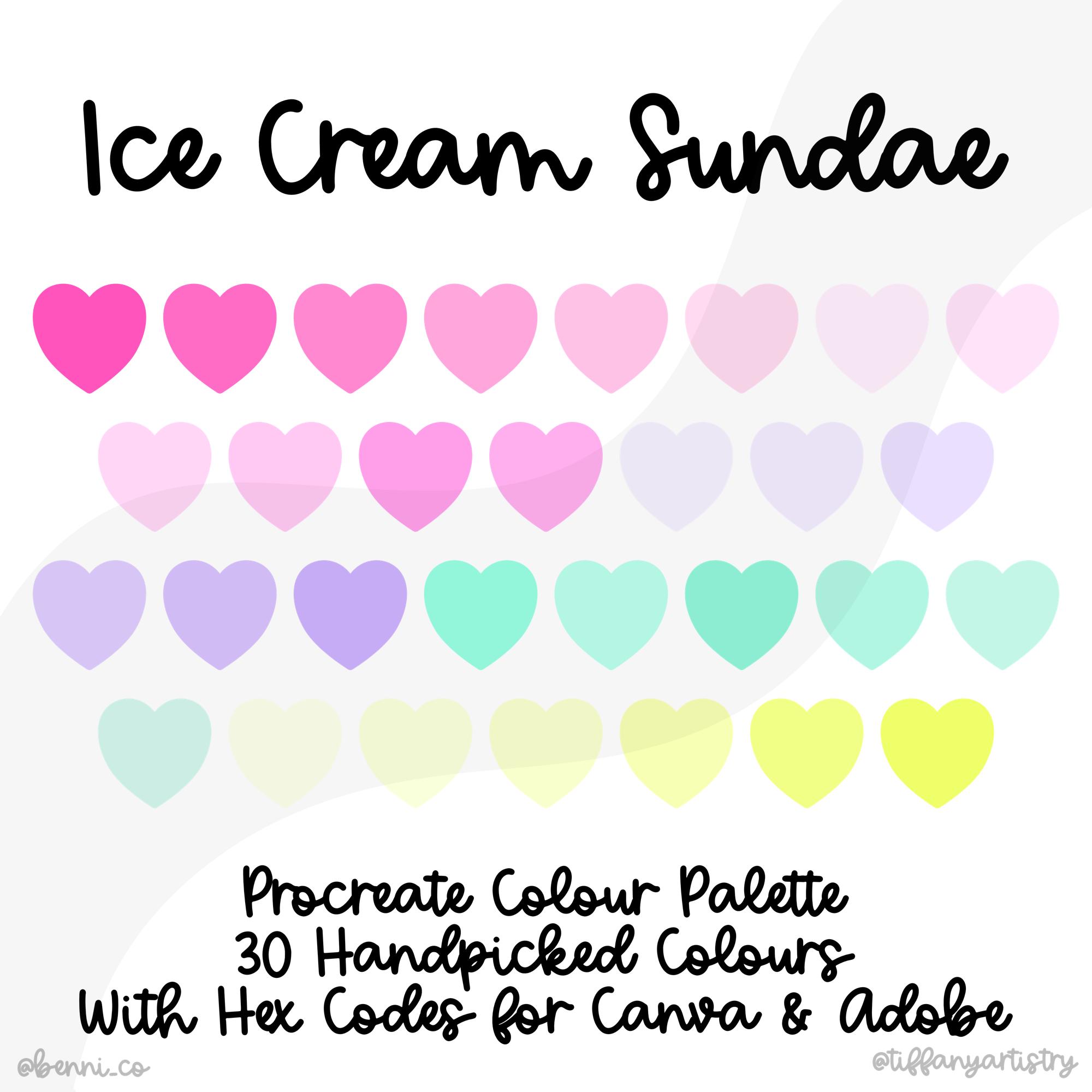 Ice Cream Sundae Procreate Colour Palette: 30 Handpicked Swatches With ...