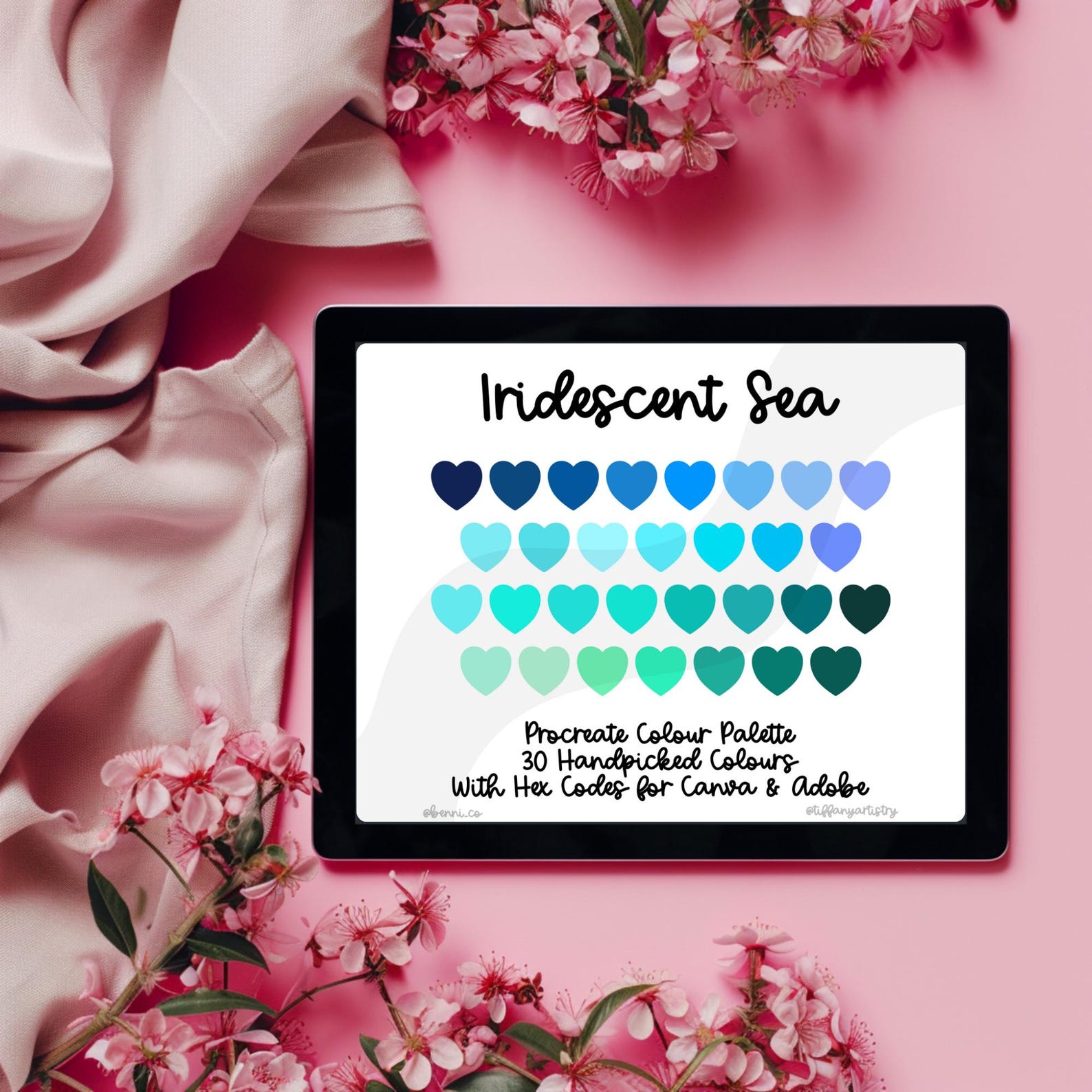 Iridescent Sea Procreate Colour Palette 30 Handpicked Colours With Hex ...