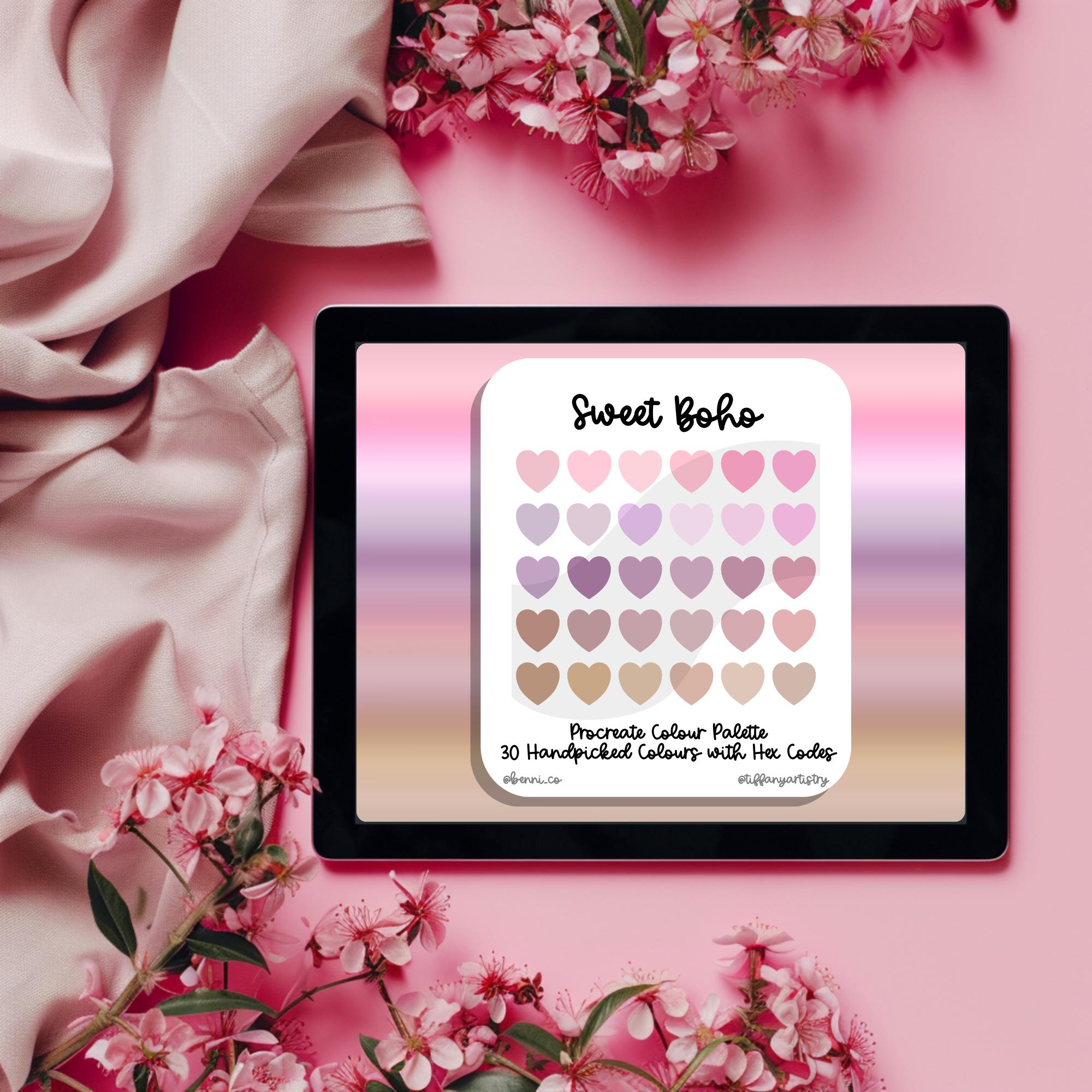 Sweet Boho Procreate Colour Palette: 30 Handpicked Feminine Swatches ...