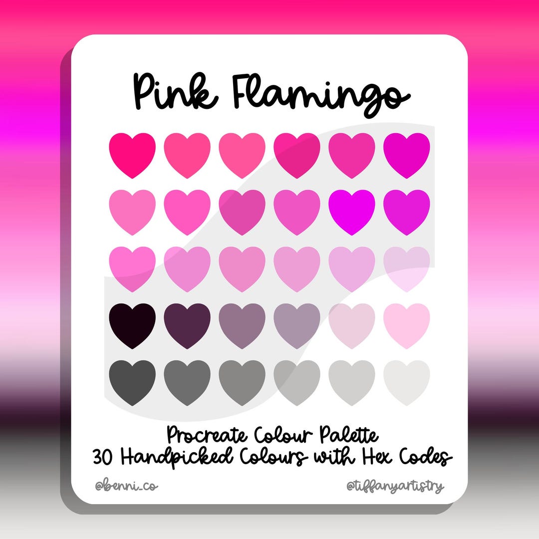 Pink Flamingo Procreate Colour Palette - 30 Handpicked Colours With Hex ...