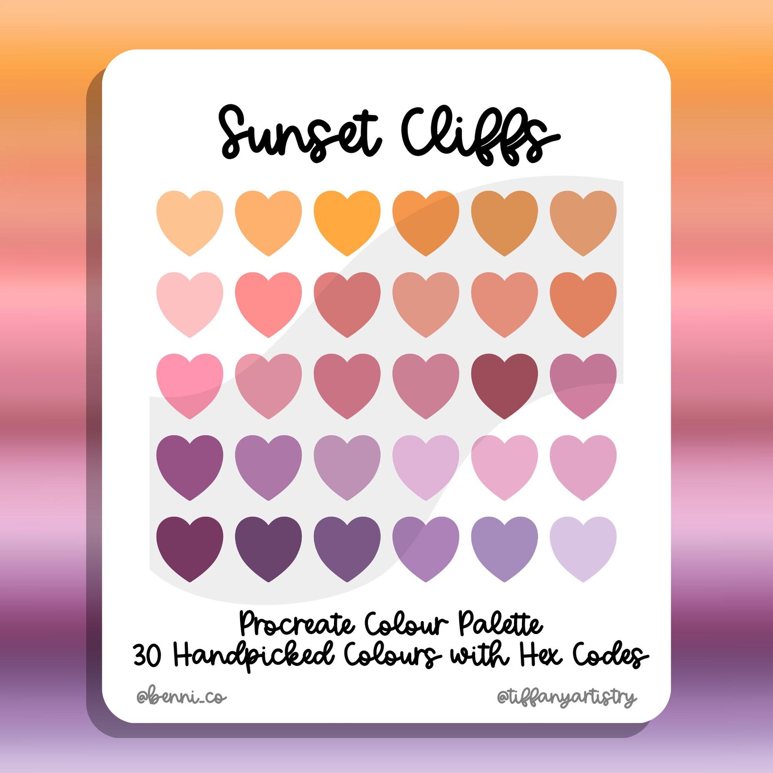 Sunset Cliffs Procreate Colour Palette: 30 Handpicked Bold Swatches ...