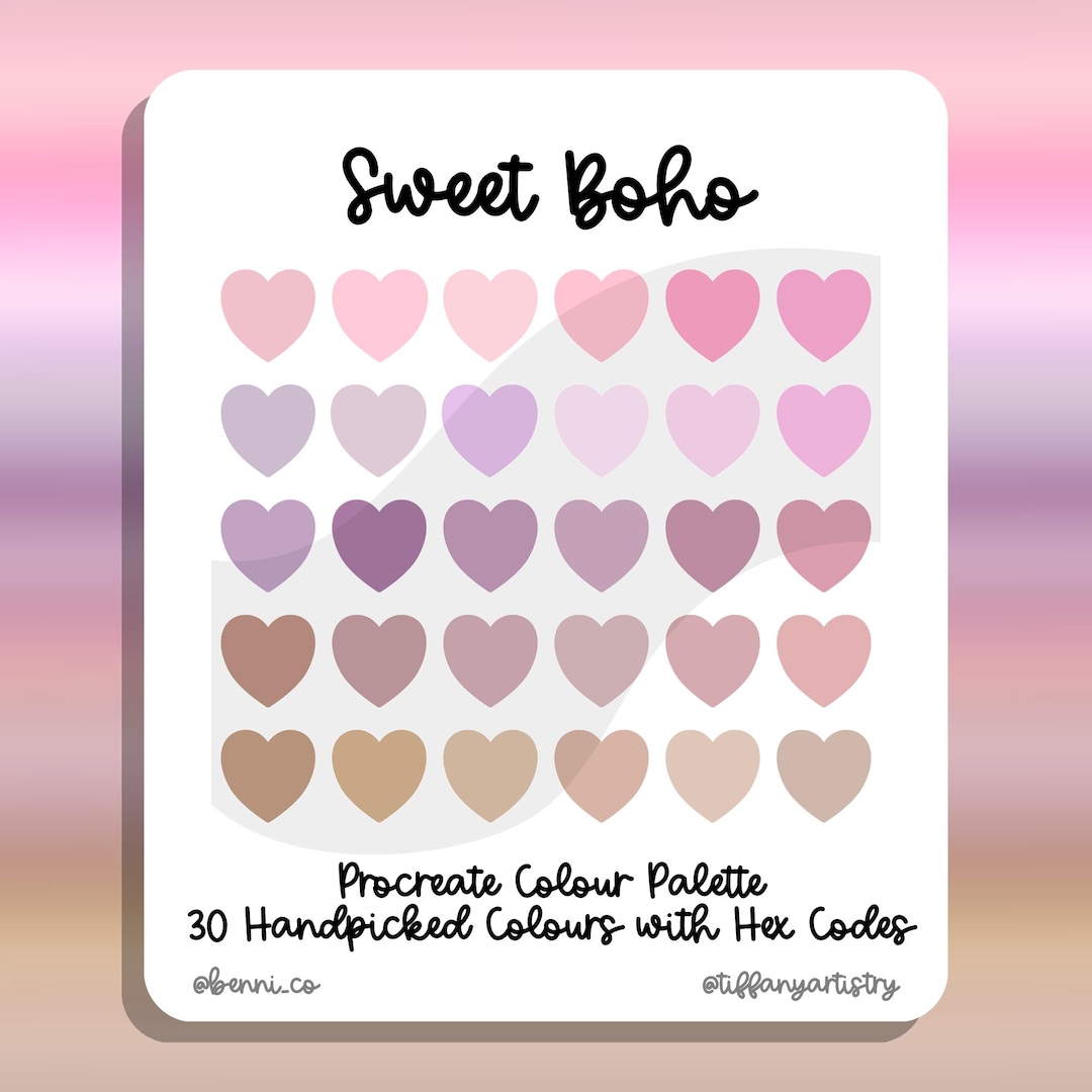 Sweet Boho Procreate Colour Palette: 30 Handpicked Feminine Swatches ...