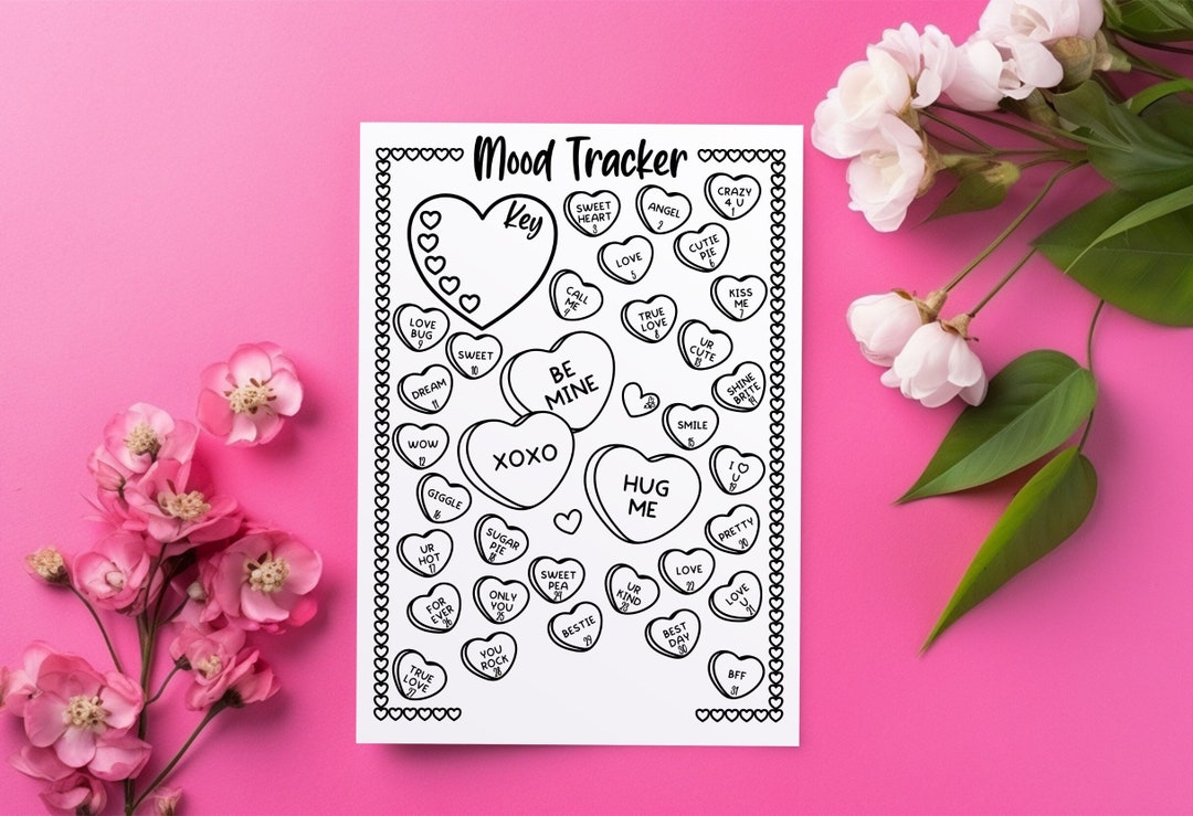 Candy Hearts Mood Tracker Printable A4 & A5 Hand-drawn Bullet Journal ...