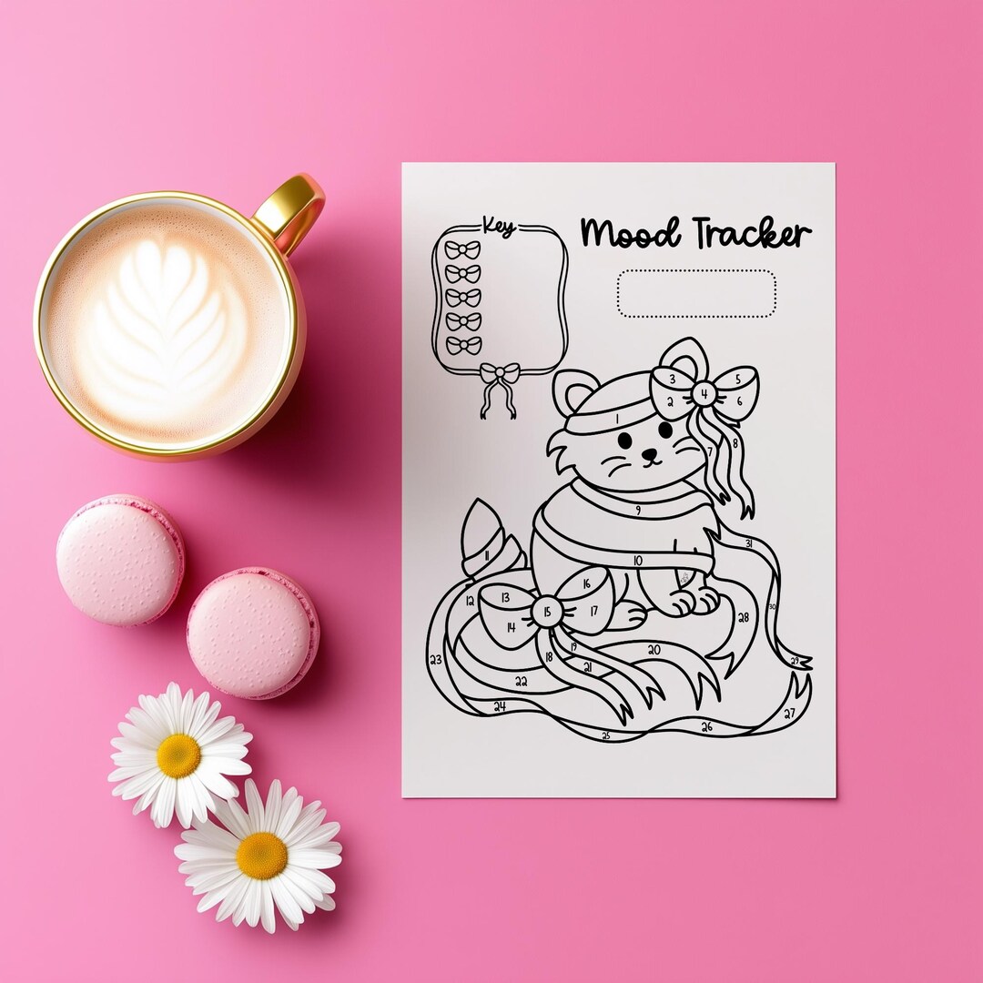 Playful Cat Mood Tracker Printable: A4 & A5 Hand-drawn Journal Planner ...