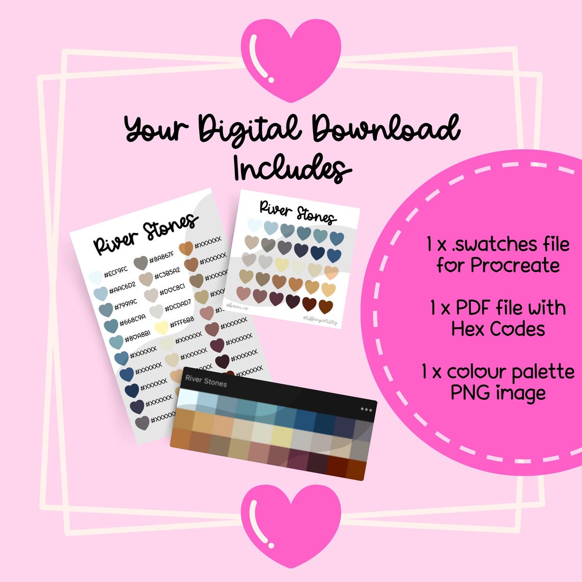 River Stones Procreate Colour Palette: 30 Handpicked Earthy Swatches ...
