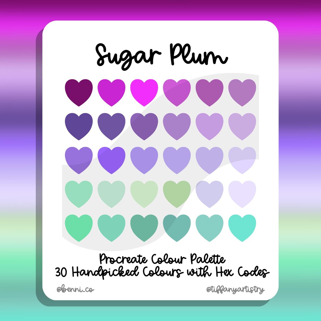 Sugar Plum Procreate Colour Palette - 30 Handpicked Colours With Hex ...