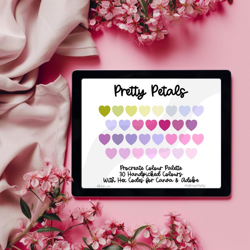 Pretty Petals Procreate Colour Palette - 30 Handpicked Colours With Hex ...