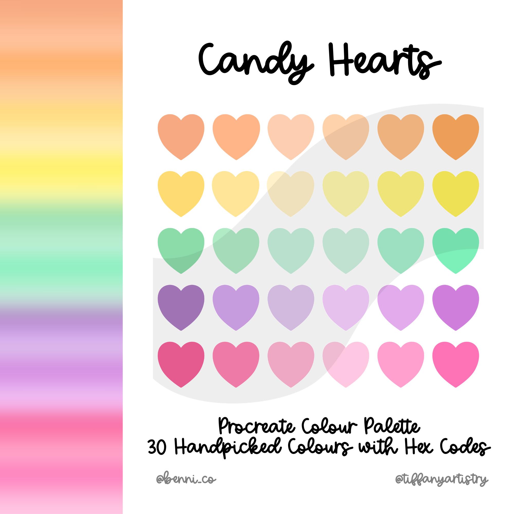 Candy Hearts Procreate Colour Palette - 30 Handpicked Valentine's ...