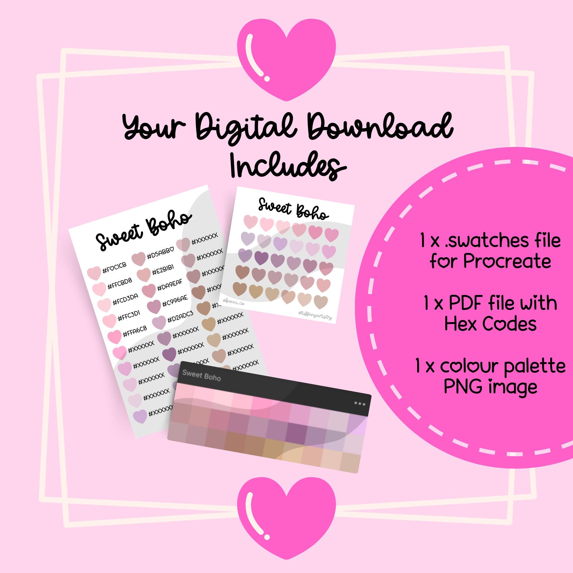 Sweet Boho Procreate Colour Palette: 30 Handpicked Feminine Swatches ...