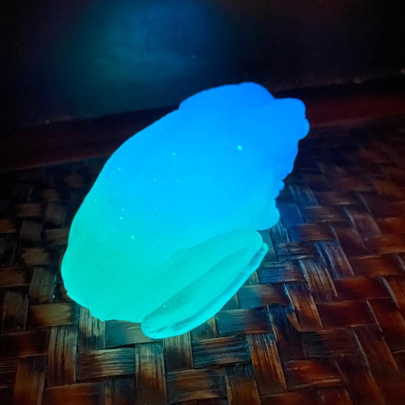 Glow in the Dark Frog Paperweight, White in Daylight Glows at Night ...