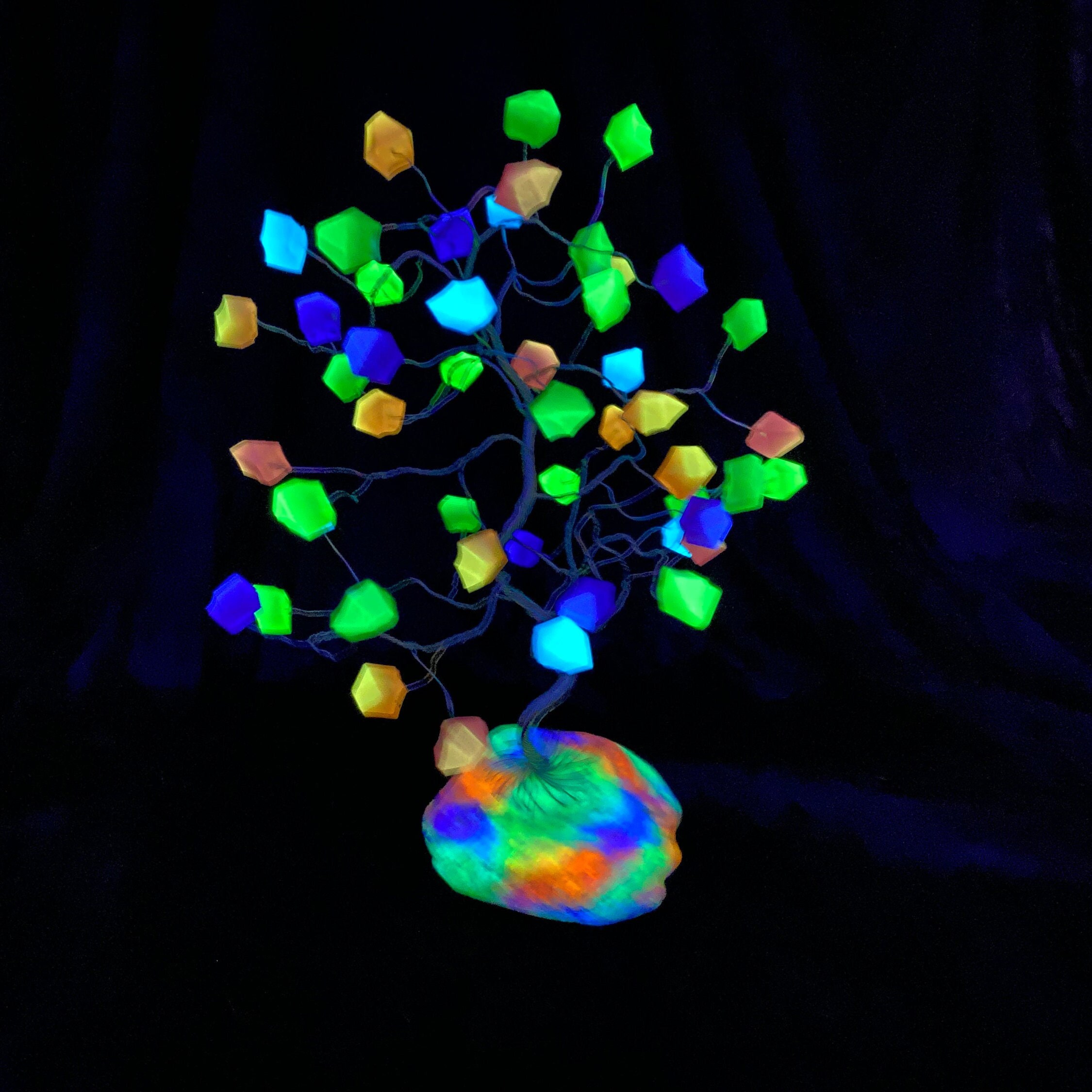 Glow in the Dark Neon UV Reactive Holographic Metallic Tree in Silver ...