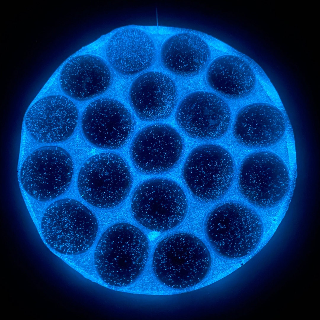 Glow in the Dark Blue Glass Pebble UV Reactive Window Hang Suncatcher ...