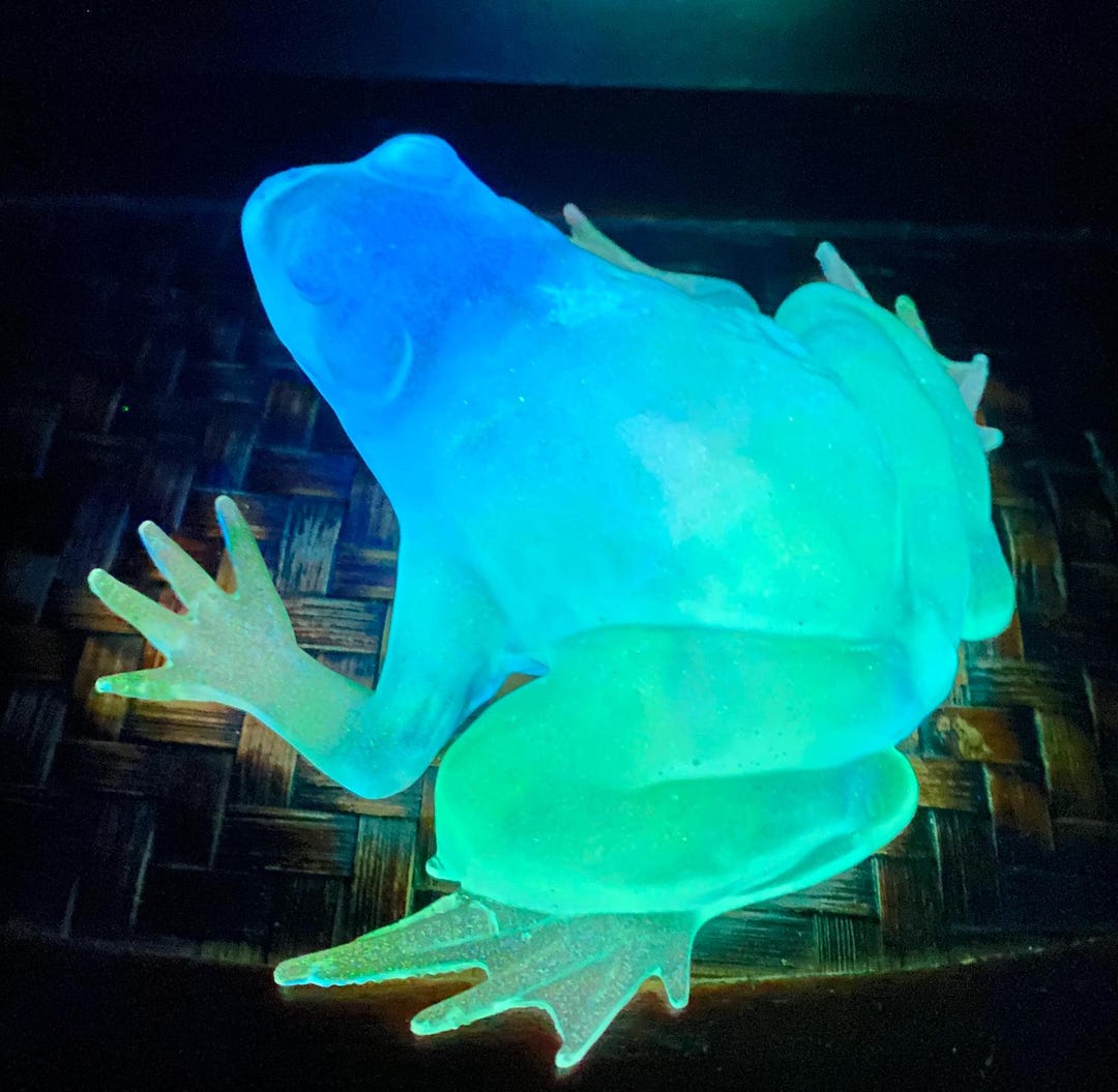 Clear Glow in the Dark Frog, Frog Lover Gift Idea, Paperweight Desk ...