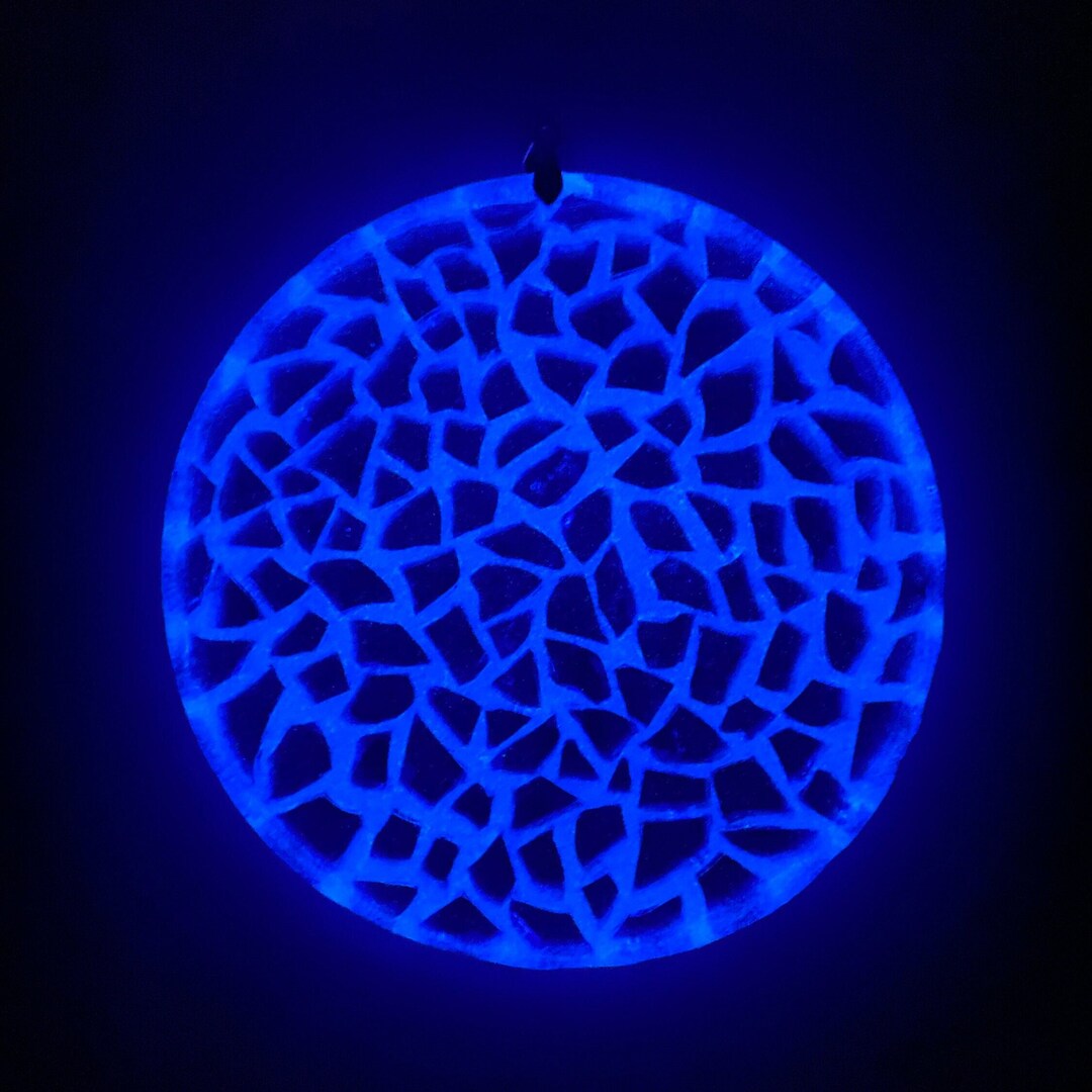 Fire Glass Mosaic Suncatcher, Glows in the Dark UV Reactive Window Art ...
