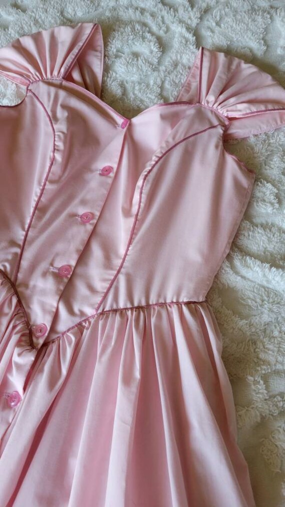 Vintage handmade 80's pink cotton princess dress; cos… - Gem