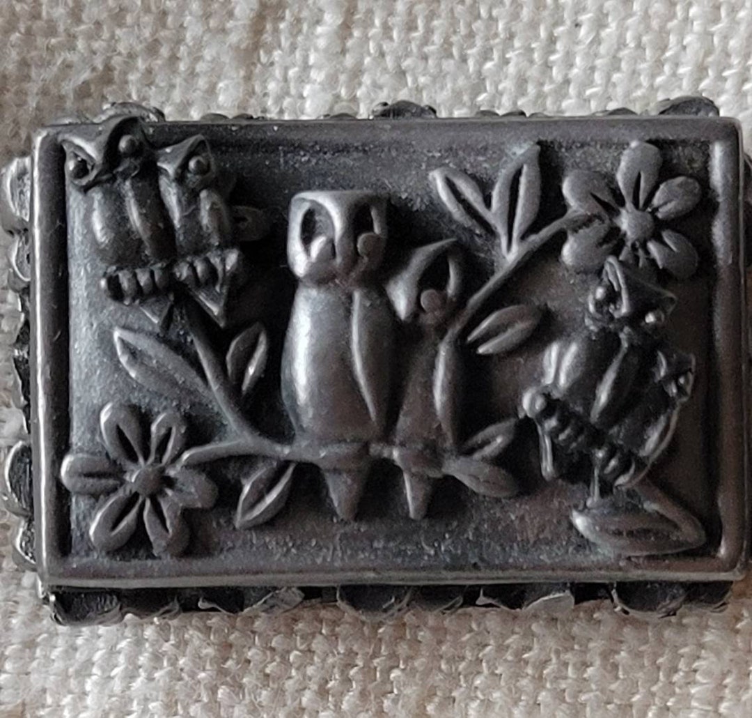 Pewter Owl Jewelry Set in Box - Etsy