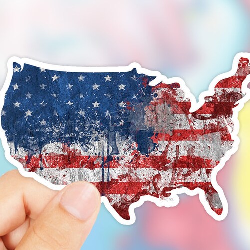 USA Flag Sticker USA Sticker Funny Stickers USA Map | Etsy