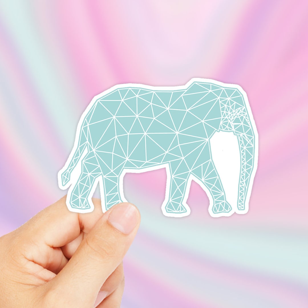 Elephant Sticker - Geometric Elephant - Trending Sticker - Turquoise ...